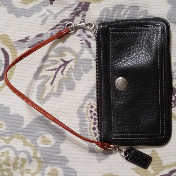 Coach | Bags | Coach Black Leather Wristlet | Poshmark